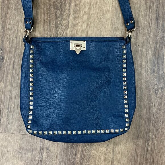 INZI | Bags | Inzi Rockstud Hobo Messenger Crossbody Bag Navy | Poshmark